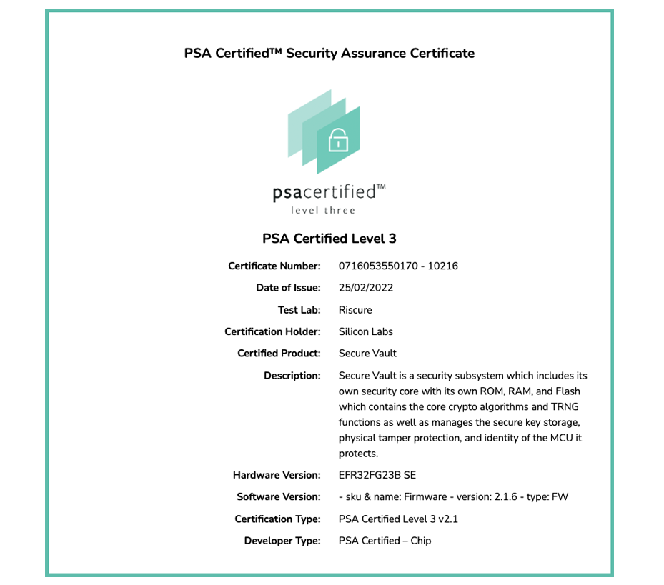 Third Party Accreditation - Silicon Labs