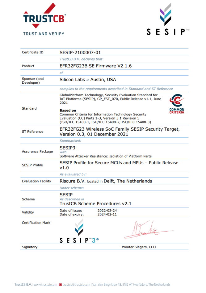 Third Party Accreditation - Silicon Labs